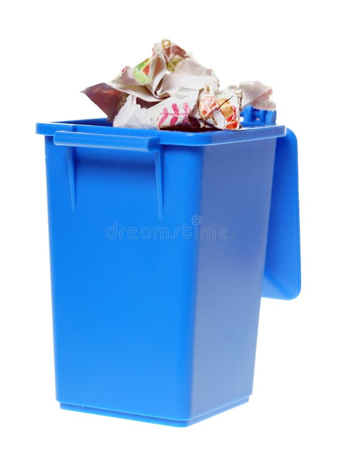 Blue paper bin stock photo. Image of reuse, recycling - 72210364