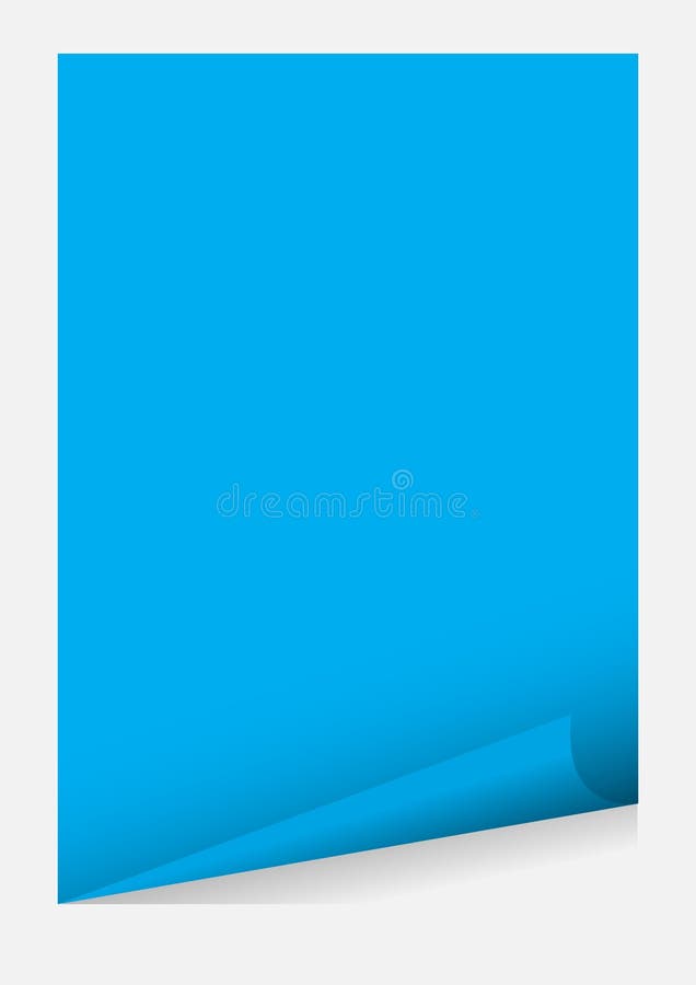 Blue A4 Paper Blank Curl Corner Template Isolated on Grey Background ...