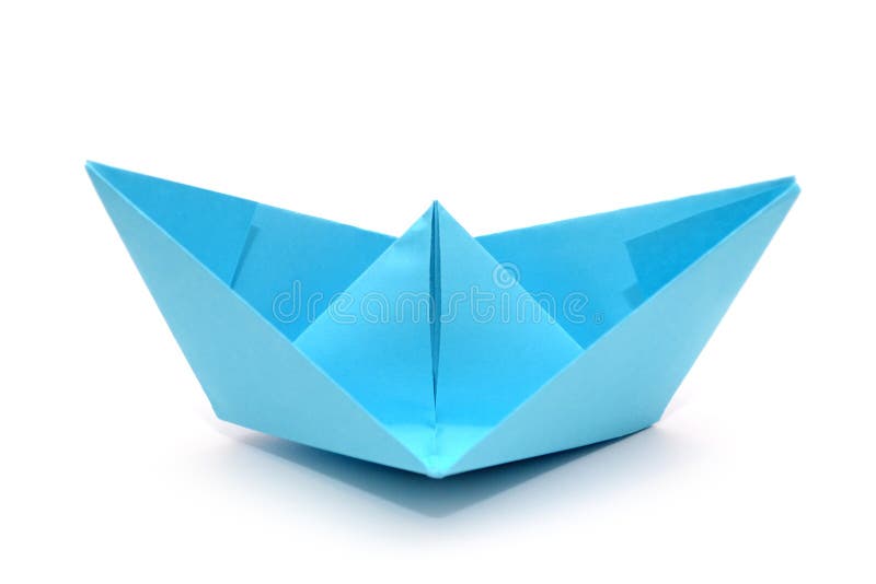 Blue Paper Boat. Origami Boat . Stock Image - Image of boat, closeup ...