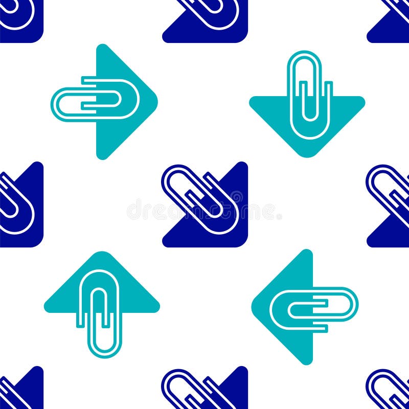 Blue Paper Clip Icon Isolated Seamless Pattern on White Background ...