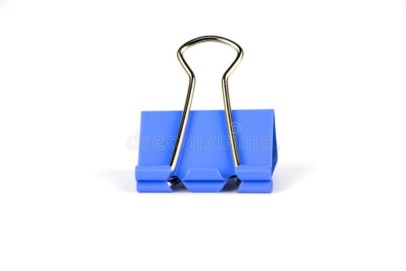 Blue paper clip on white. stock image. Image of office - 183281987