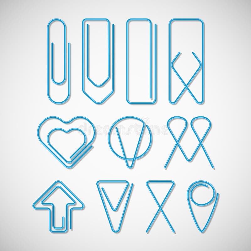 Different Type of Blue Paper Clips Stock Vector - Illustration of ...
