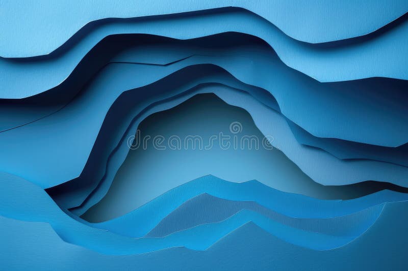Blue Paper Cut Out Ocean Waves. AIG51A Stock Image - Image of nautical ...