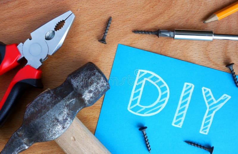 DIY Do it Yourself Tools on Yellow Background. DIY Tools with Copy ...