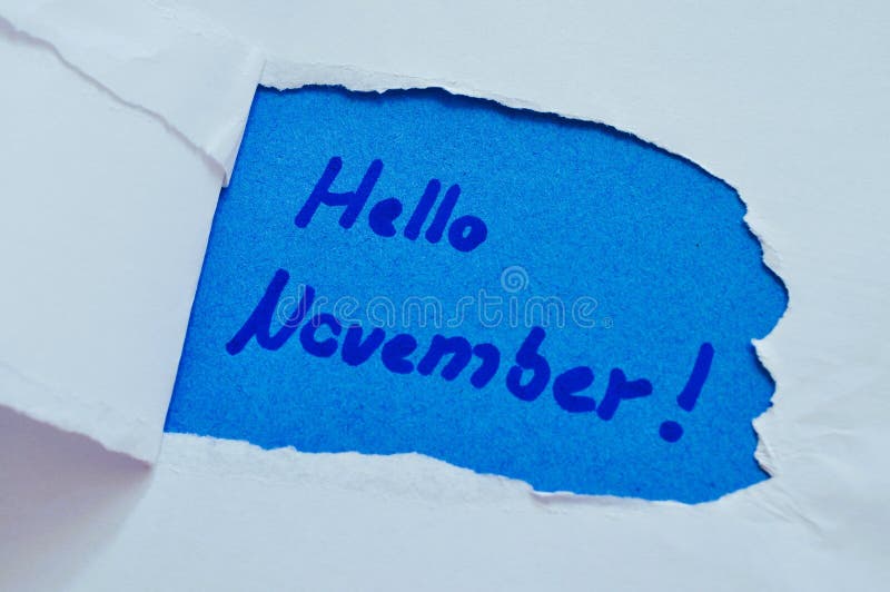 Blue Paper with Hello November Write Stock Illustration - Illustration ...