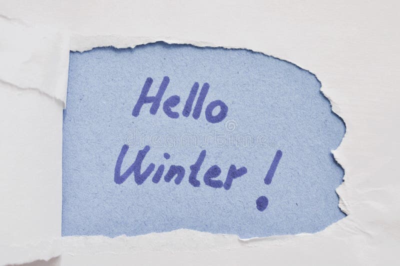 Blue Paper with Hello Winter Write Stock Illustration - Illustration of ...