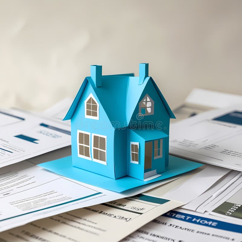 Searching for Real Estate Property, House or New Home, Blue Paper House ...
