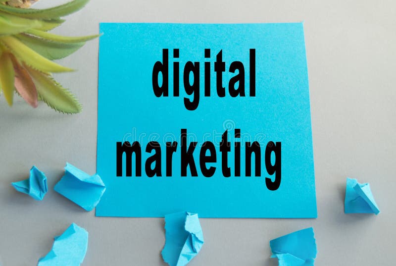 Blue Paper Note with the Text Digital Marketing. Crumpled Sheets of ...