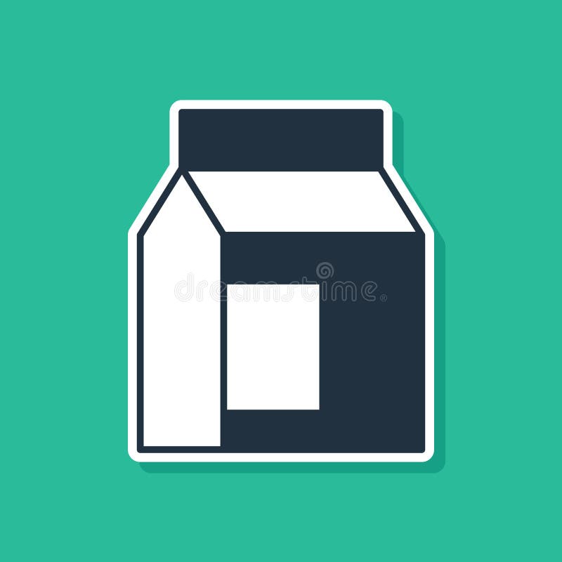Blue Paper Package for Milk Icon Isolated on Green Background. Milk ...