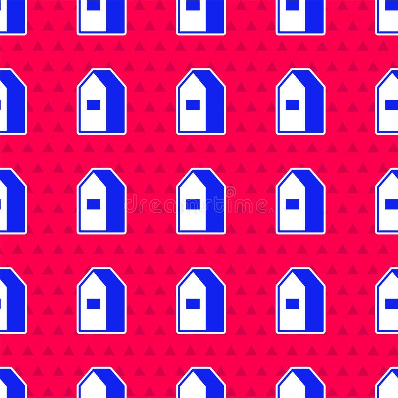 Blue Paper Package for Milk Icon Isolated Seamless Pattern on Red ...