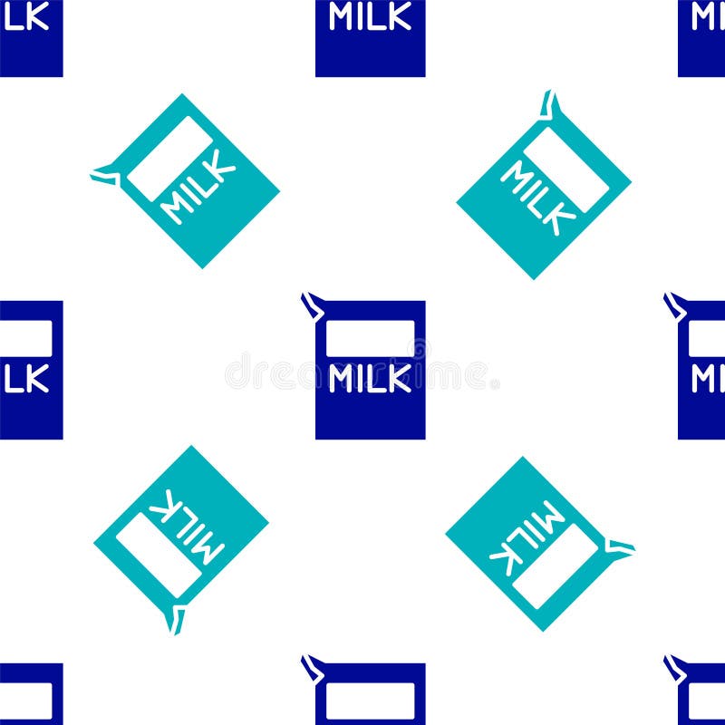Blue Paper Package for Milk Icon Isolated Seamless Pattern on White ...