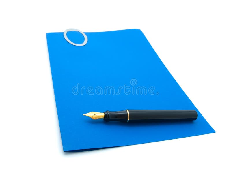Blue paper and pen stock photo. Image of golden, commercial - 6696886