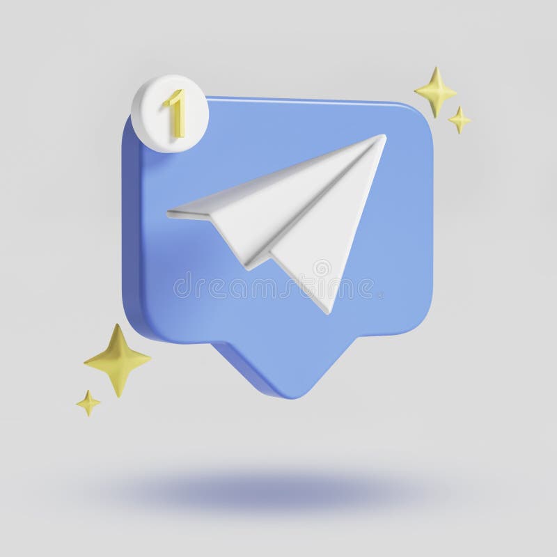 Blue Paper Plane Mail Icon with Bell Notification for New Message on ...