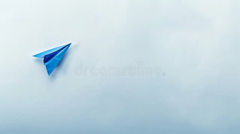 Blue Paper Plane on White Background with Copy Space for Business ...