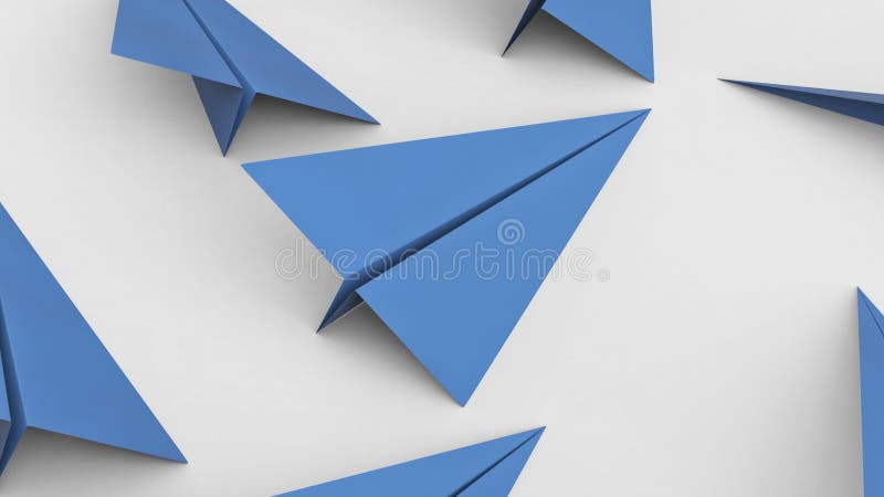 Blue Paper Planes on a White Surface Stock Illustration - Illustration ...