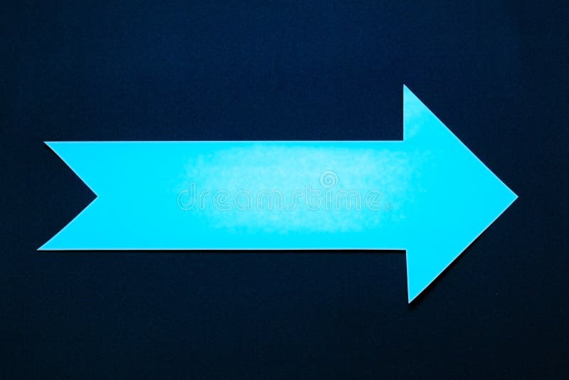 Blue Paper Right Arrow on Dark Blue Background. Stock Image - Image of ...