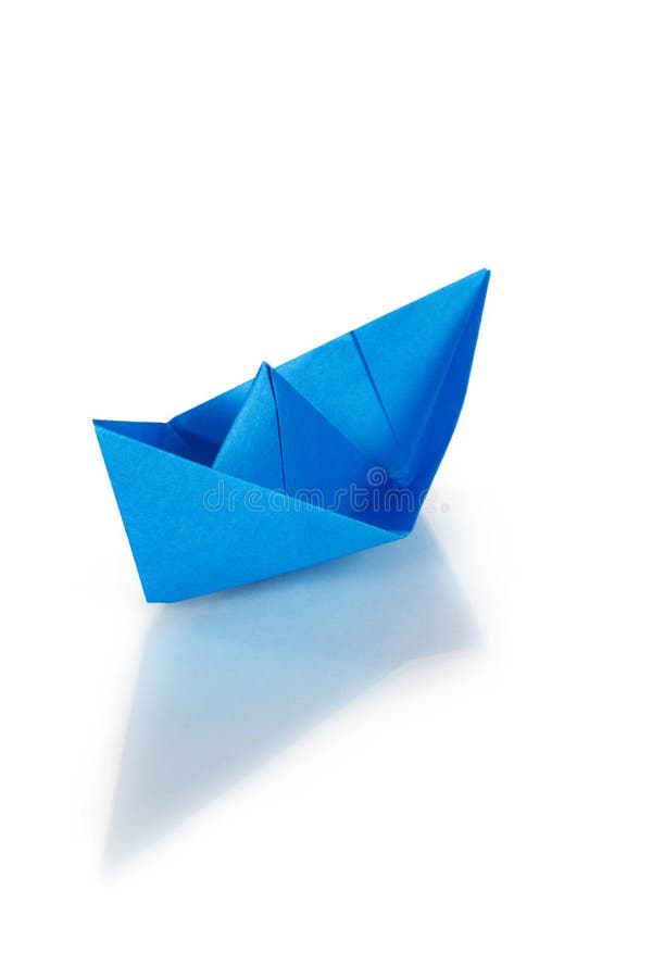 Blue Paper Boat in Water in Spring Stock Photo - Image of individuality ...