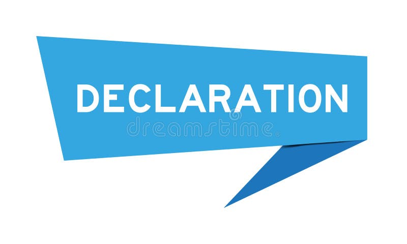 Blue Speech Banner with Word Declaration on White Background Stock ...