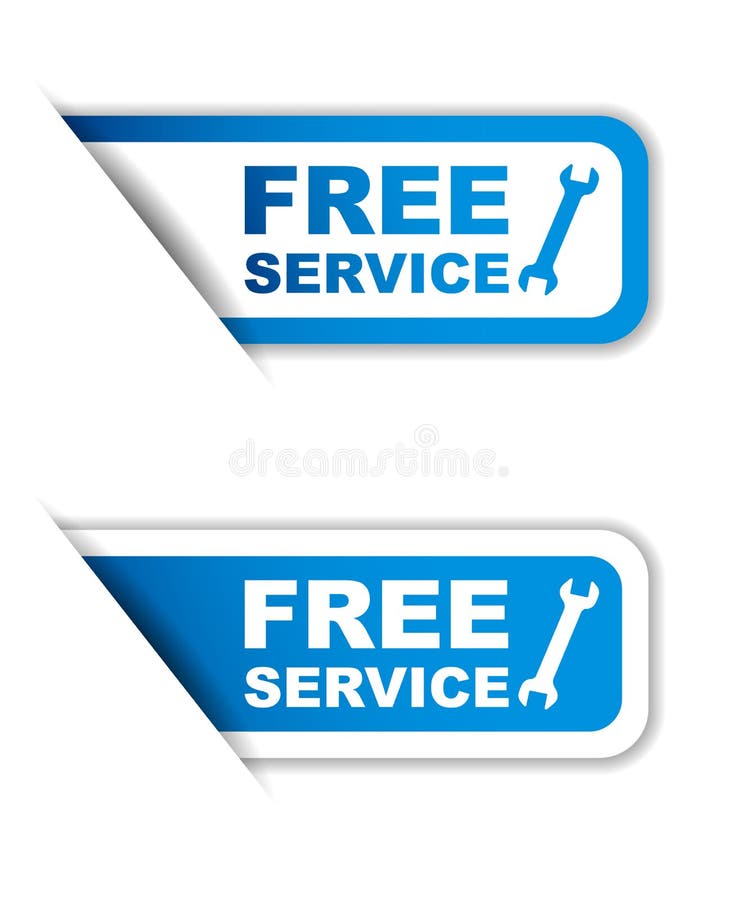 Blue Paper Sticker Free Service Two Variant Stock Illustration ...