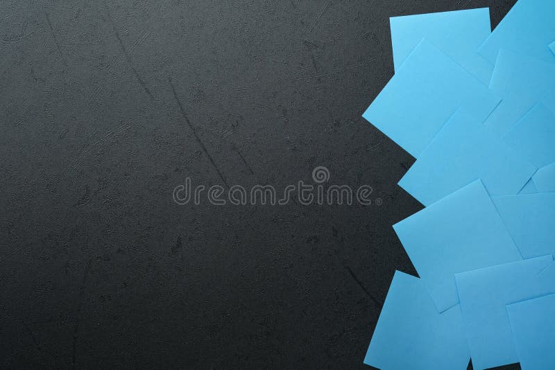 Blue Paper Stickers on Black Background. Sticky Notes Blank with Copy ...