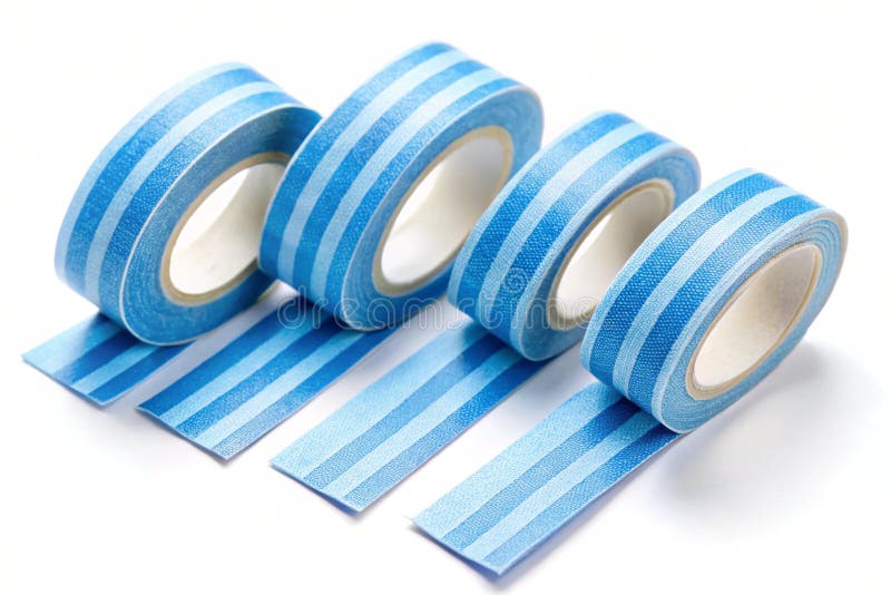 Blue Paper Tape Strips on White Background Stock Illustration ...