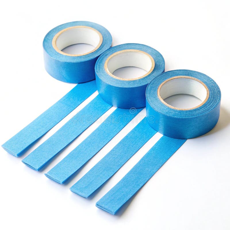 Blue Paper Tape Strips on White Background Stock Illustration ...