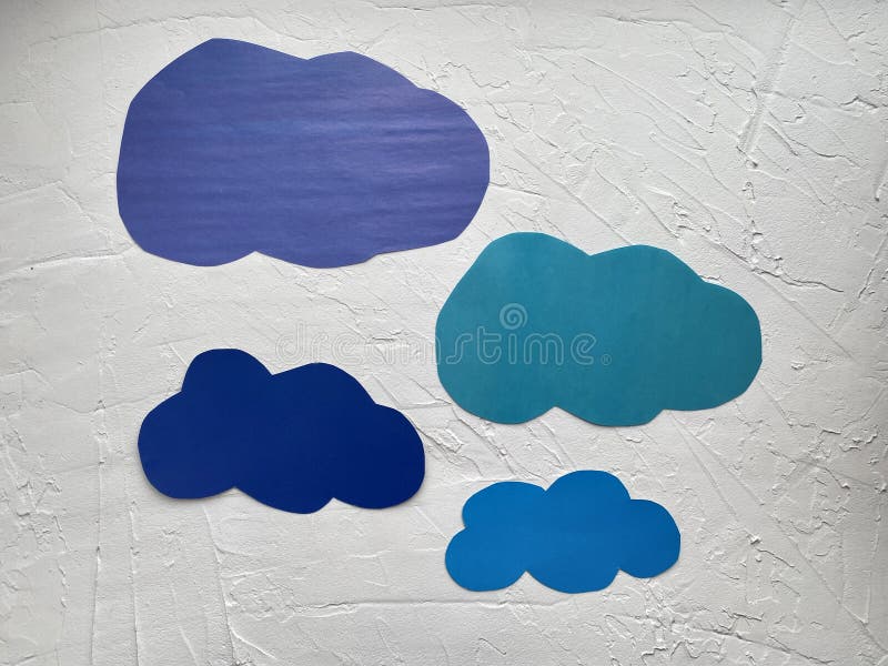 Blue Paper Templates Cloud or Cloud, Kids Craft Stock Image - Image of ...