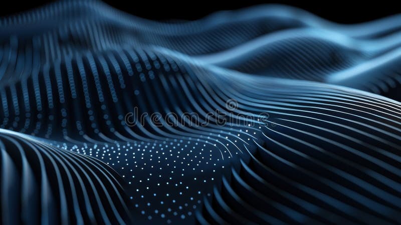 Blue Parallel Curved Lines on Black Background Stock Photo - Image of ...