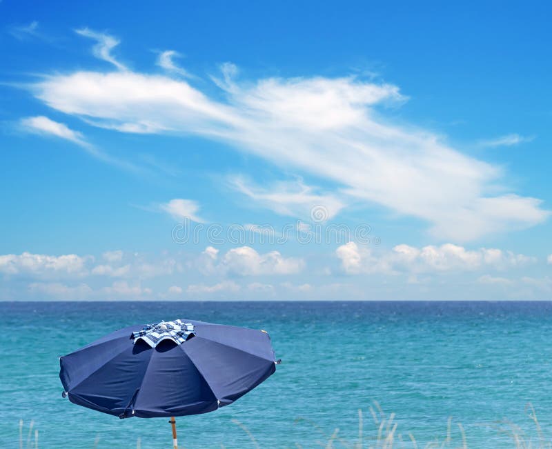 Blue parasol stock image. Image of mediterranean, ocean - 34144925