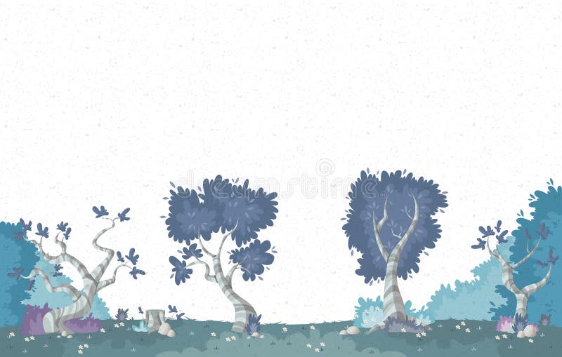 Blue Park with Grass and Trees. Stock Vector - Illustration of foliage ...