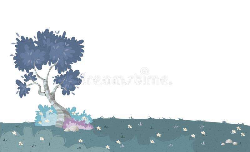 Blue Park with Grass and Trees. Stock Vector - Illustration of garden ...