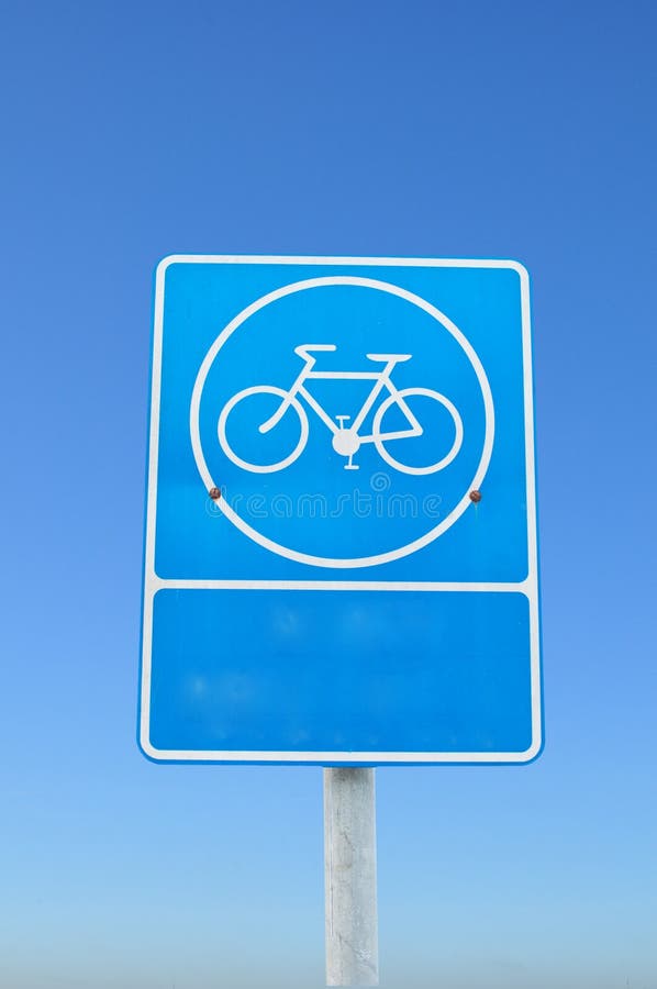 Blue Parking Bicycle Sign on Blue Sky Background. Stock Image - Image ...