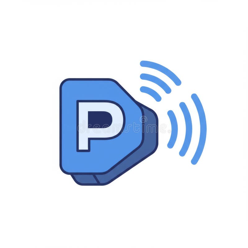 Blue Parking Sensor Icon with Signal Waves Stock Illustration ...