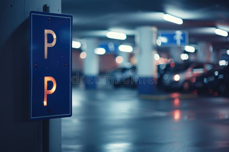 A Blue Parking Sign Sits on the Side of a Wall, Providing Clear Visual ...