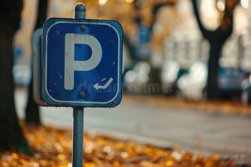 Blue Parking Sign Sitting Side Road Stock Photos - Free & Royalty-Free ...