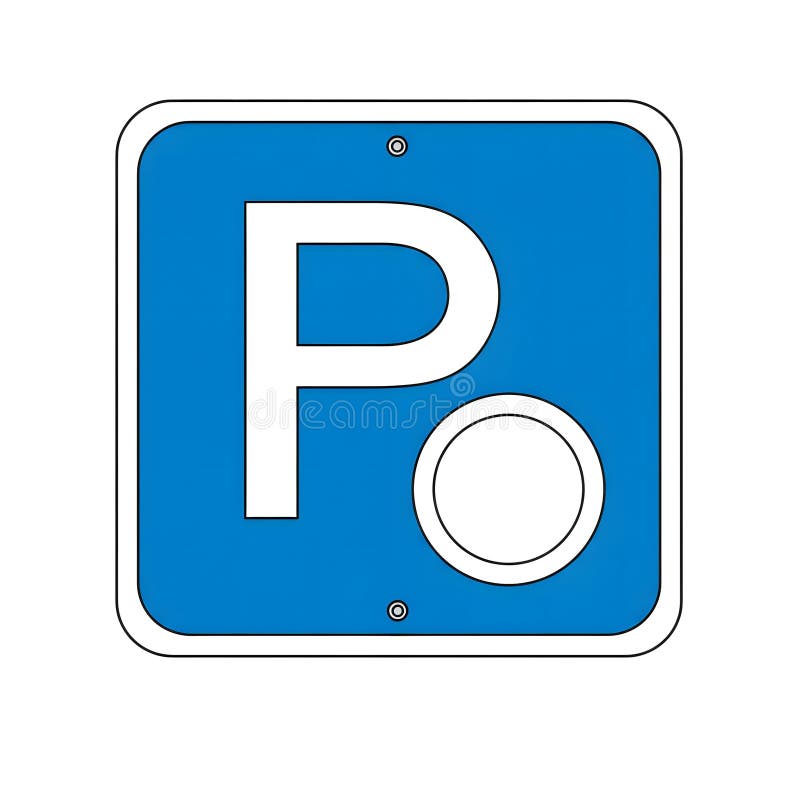 Blue Parking Sign with White Letter P and Circle Symbol Stock ...