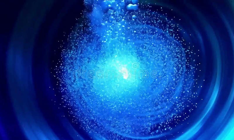 Blue Particle Explosion Pulsing Underwater with Glowing Light ...