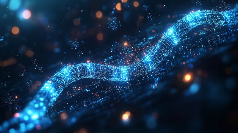 Blue particle flow band stock illustration. Illustration of particle ...