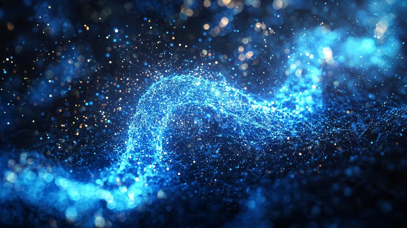 Blue particle flow stock illustration. Illustration of dark - 374024924