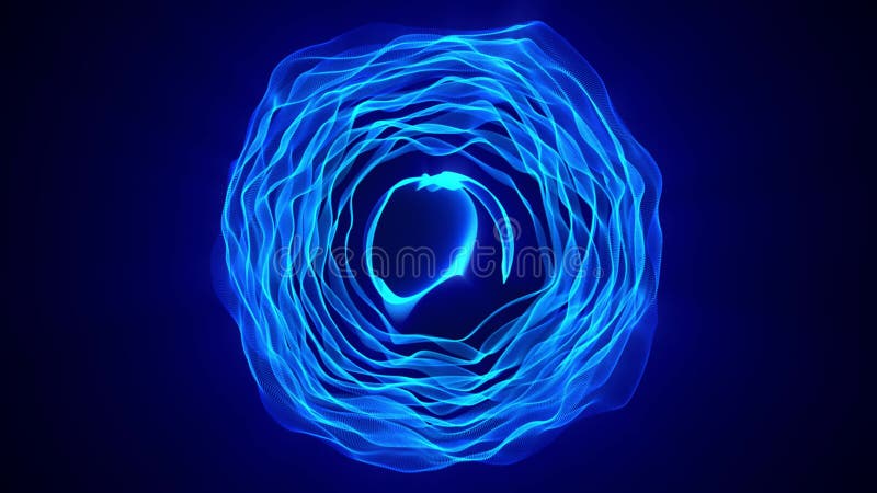Blue Particle Waves Moving Around Morphing Sphere of Energy Stock Video ...