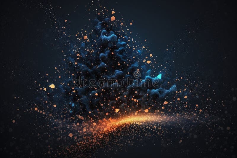 Blue Particles Artistic Background with Glitter Blue and Gold Particles ...