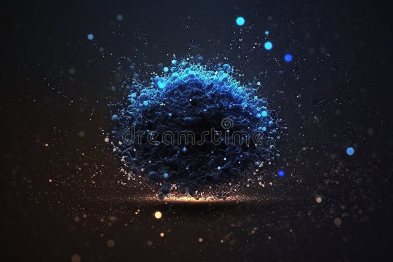 Blue Particles Artistic Background with Glitter Blue and Gold Particles ...