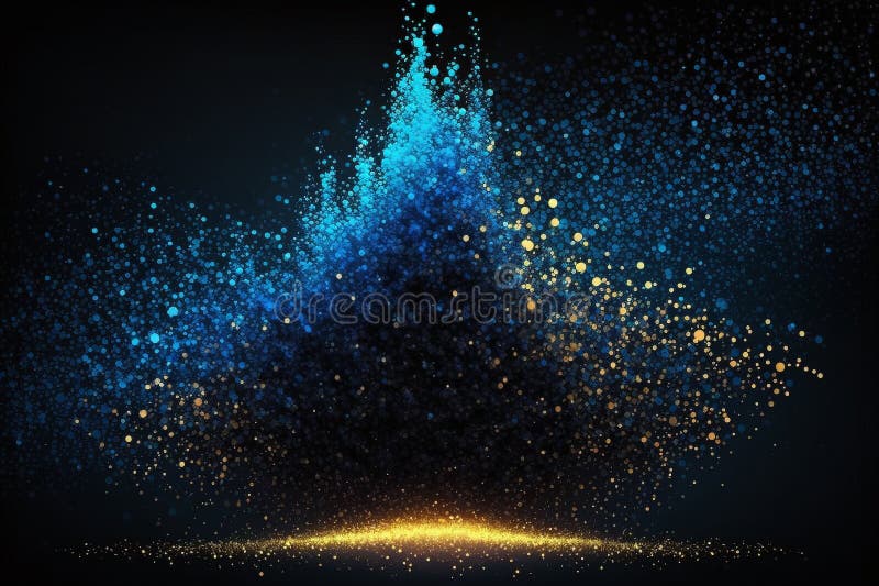 Blue Particles Artistic Background with Glitter Blue and Gold Particles ...