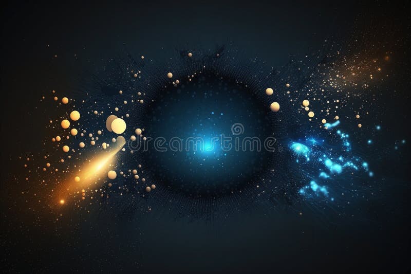 Blue Particles Artistic Background with Glitter Blue and Gold Particles ...