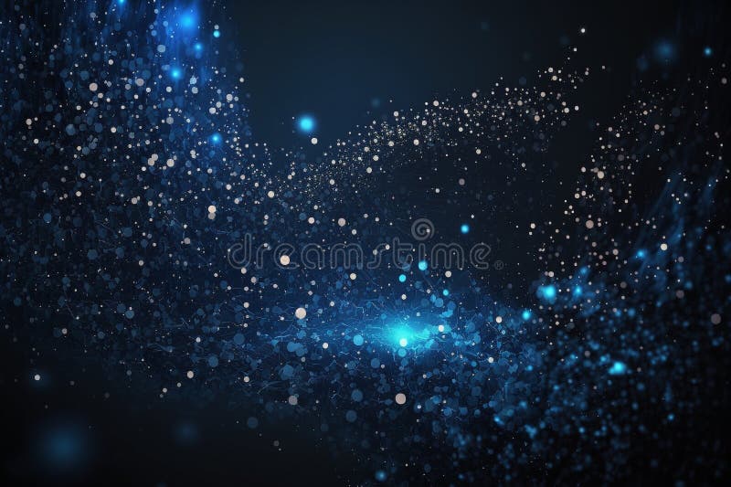 Blue Particles Artistic Background with Glitter Blue and Gold Particles ...