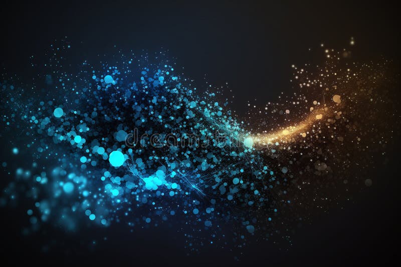 Blue Particles Artistic Background with Glitter Blue and Gold Particles ...