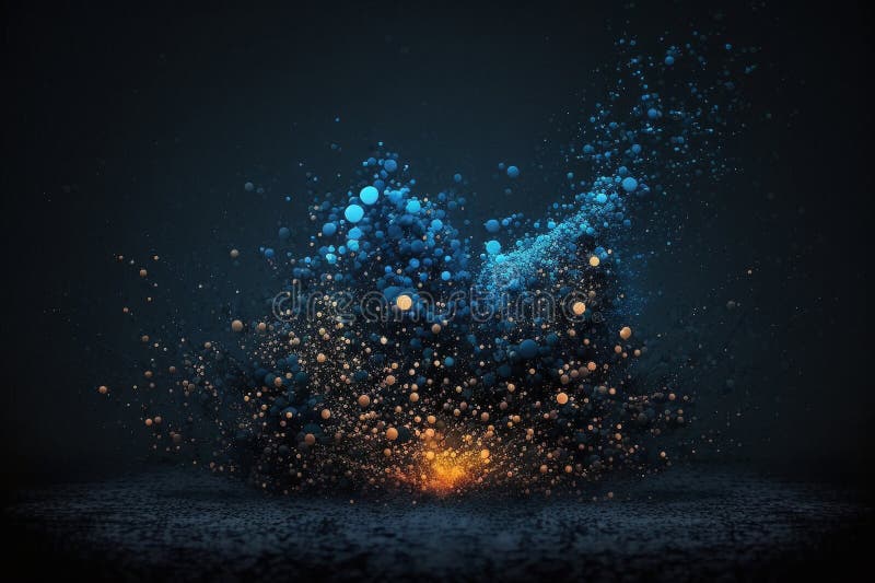 Blue Particles Artistic Background with Glitter Blue and Gold Particles ...