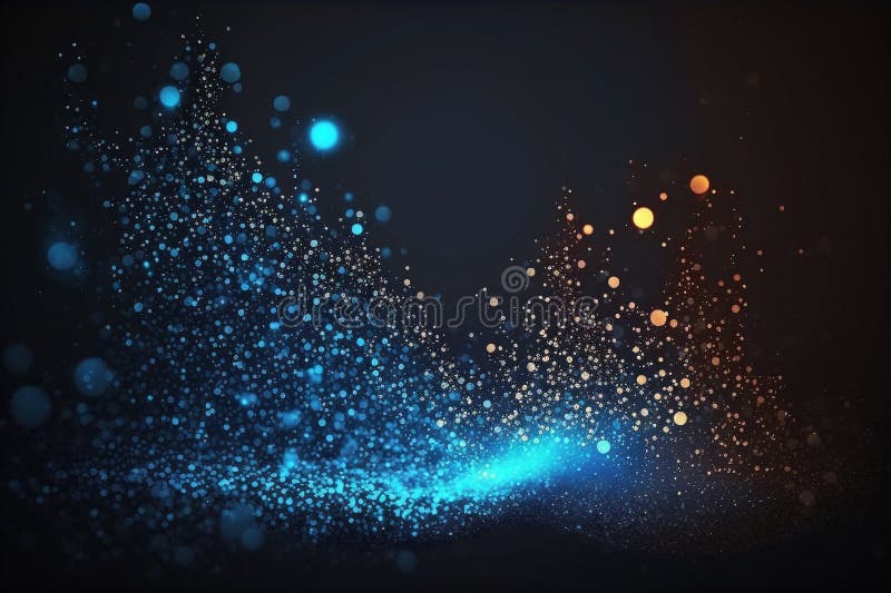 Blue Particles Artistic Background with Glitter Blue and Gold Particles ...