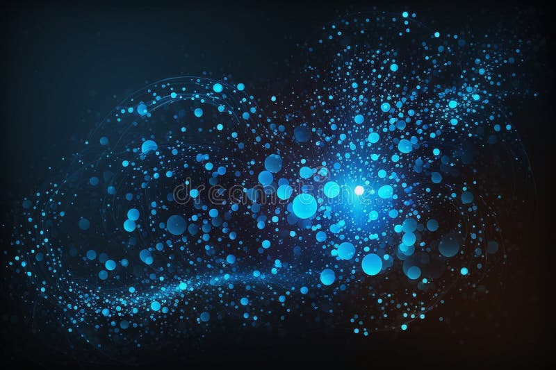 Blue Particles Artistic Background with Glitter Blue and Gold Particles ...