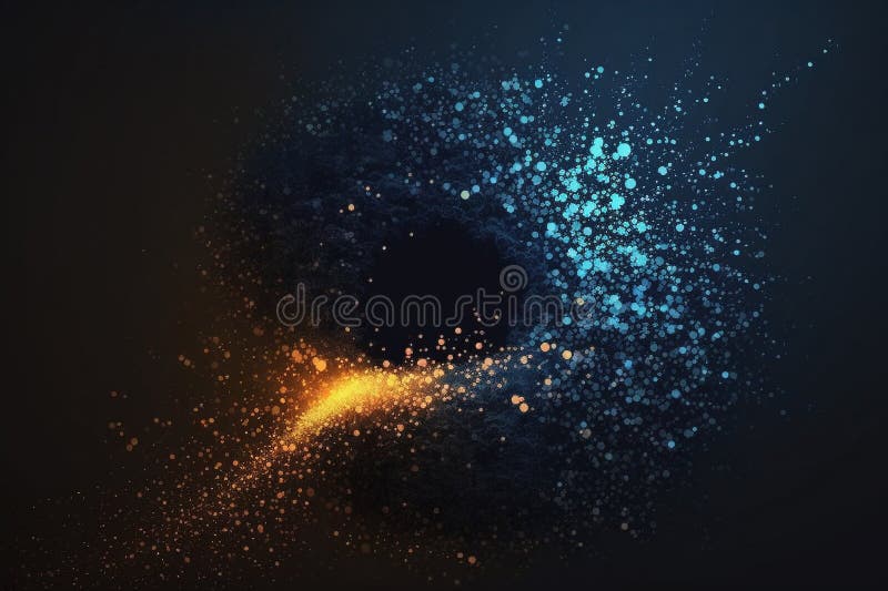 Blue Particles Artistic Background with Glitter Blue and Gold Particles ...